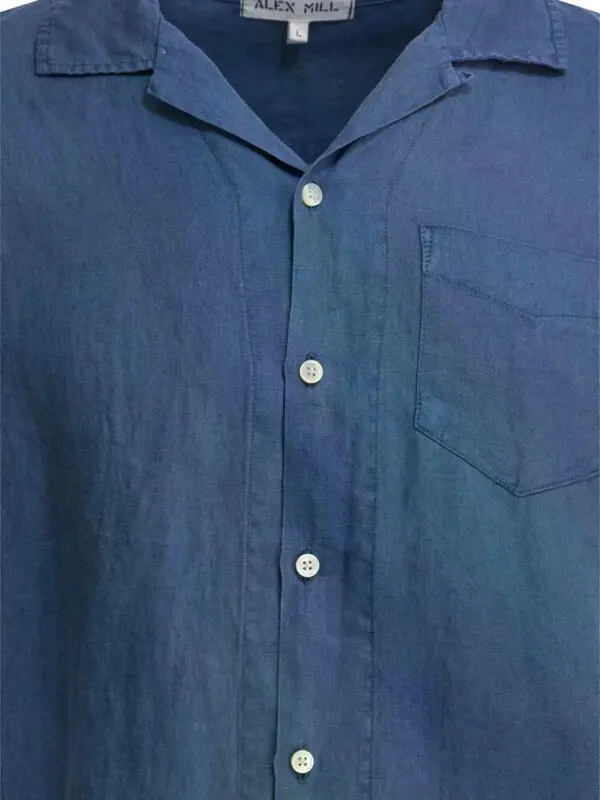 ALEX MILL Linen Short-sleeve Shirt - Blue