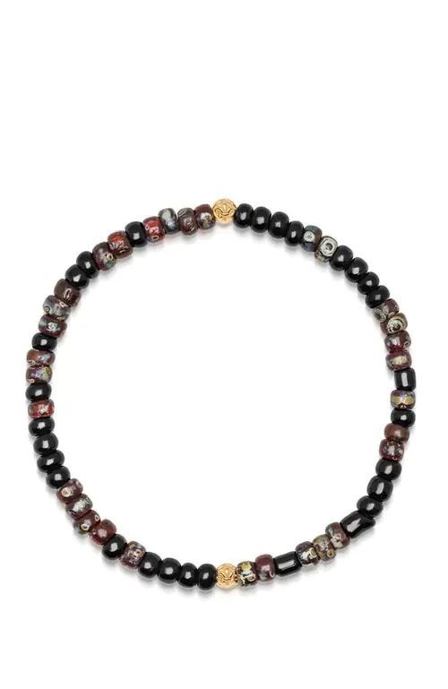 NIALAYA Miyuki Beaded Wristband - Black And Grey Japanese