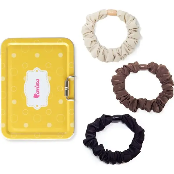 PUTTISU 3-piece Bead Core Elastic Scrunchie Set - Deep Earth Tones