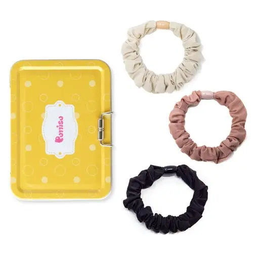 PUTTISU 3-piece Bead Core Elastic Scrunchie Set - Nude & Neutral Tones