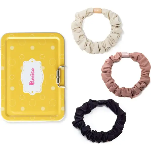 PUTTISU 3-piece Bead Core Elastic Scrunchie Set - Nude & Neutral Tones