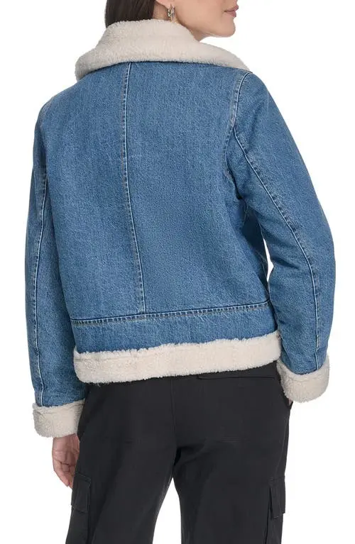 LEVI'S Faux Shearling Lined Denim Moto Jacket