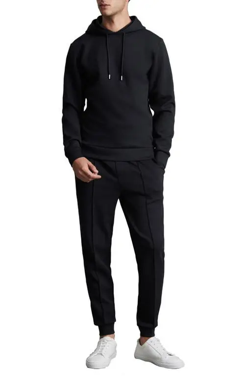 REISS Fabien Double-knit Hoodie - Navy Blue
