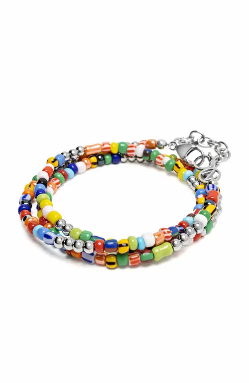 NIALAYA Vintage Trifocal Beaded Wrap Bracelet