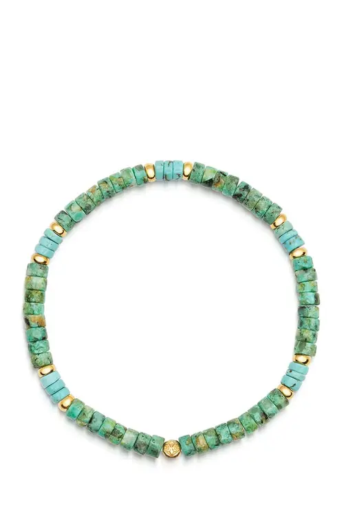 NIALAYA Heishi Beaded Wristband - Turquoise /gold