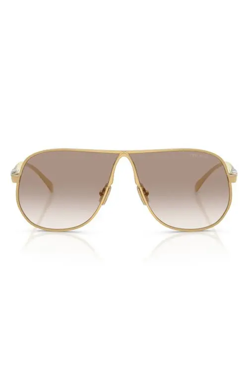 Miu Miu 66mm Oversized Aviator Sunglasses - Gold/clear Gradient Brown