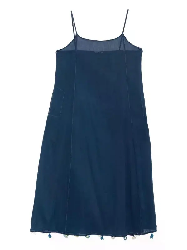 INJIRI Tassel-trimmed Slip Midi Dress - Blue