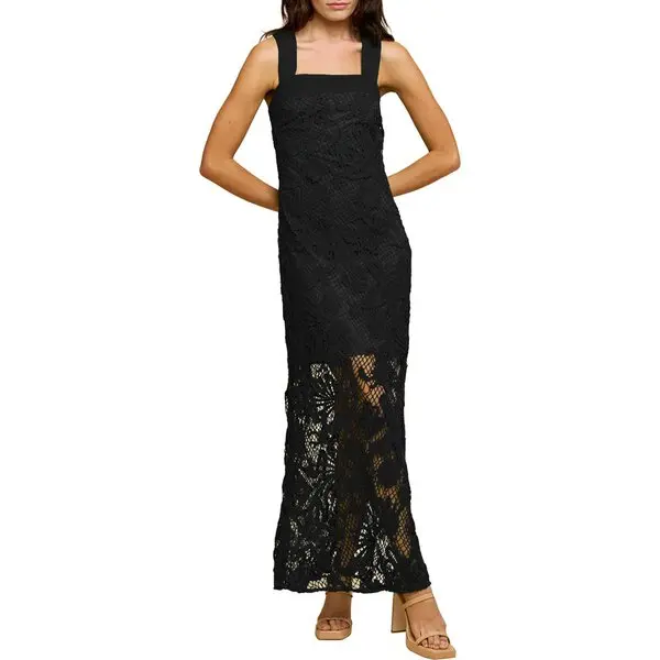 CIEBON Krystina Crochet Maxi Dress - Black