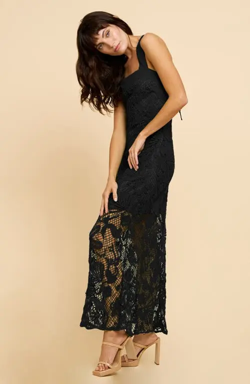 CIEBON Krystina Crochet Maxi Dress - Black