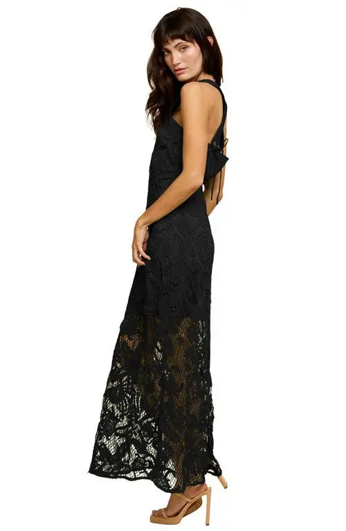 CIEBON Krystina Crochet Maxi Dress - Black