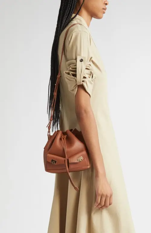 FERRAGAMO Mini Harley Leather Drawstring Bucket Bag
