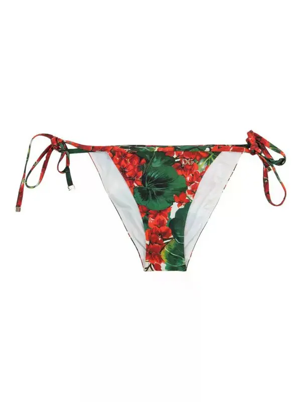 Dolce & Gabbana Floral-print Tie-side Bikini Bottom - Red