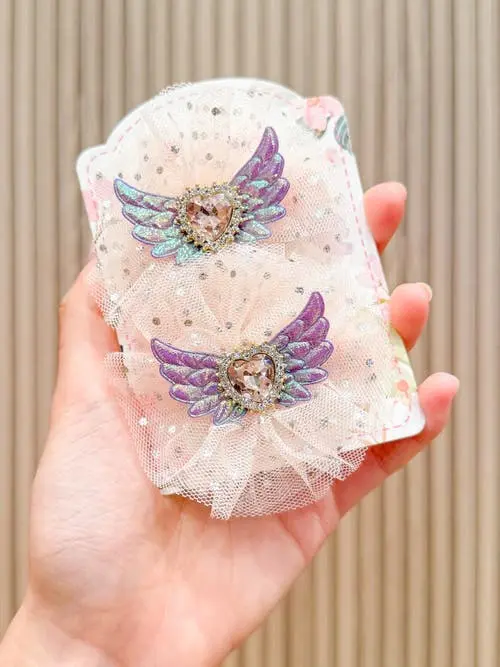 PUTTISU Angel Sparkle Wings Clip Set - Ivory Pink
