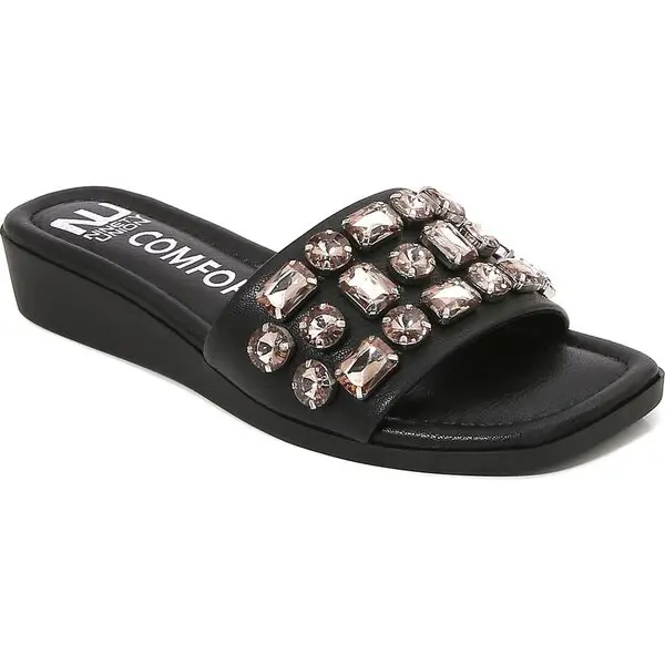NINETY UNION Jewel Ornament Slide Sandal - Black