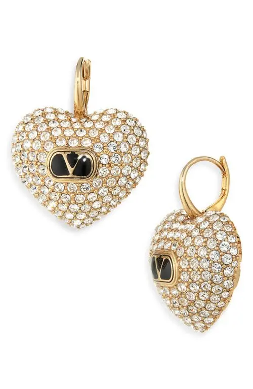 Valentino Garavani Coeur Royal Vlogo Heart Earrings - Nero/crystal
