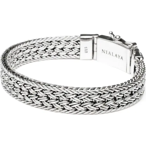 NIALAYA Braided Chain Bracelet - Silver