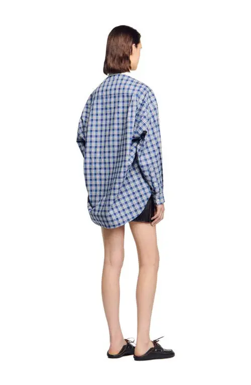 Sandro Rhinestone Checkered Shirt
