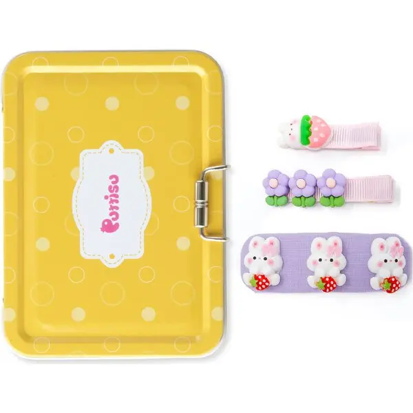 PUTTISU 3-piece Bunny Garden Trio Hair Clip Set - Lilac Bunny Bloom (purple)