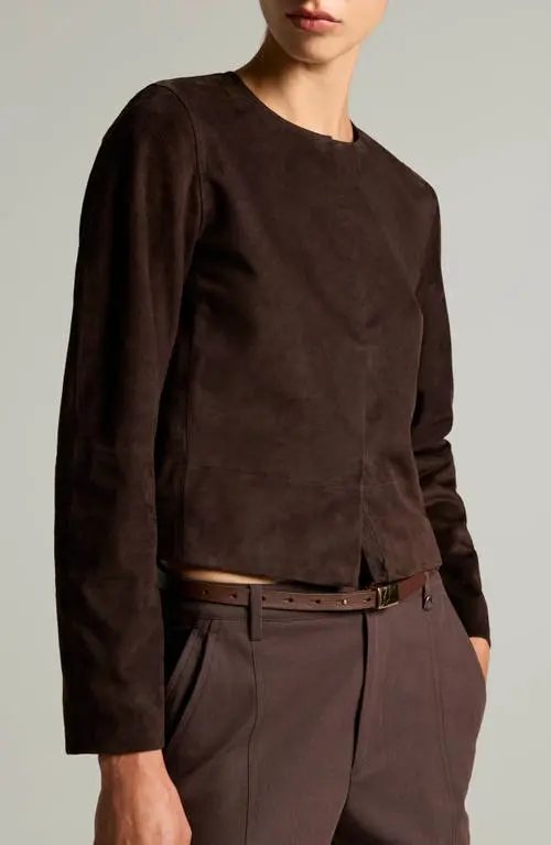 Vince Crop Suede Jacket - Iron