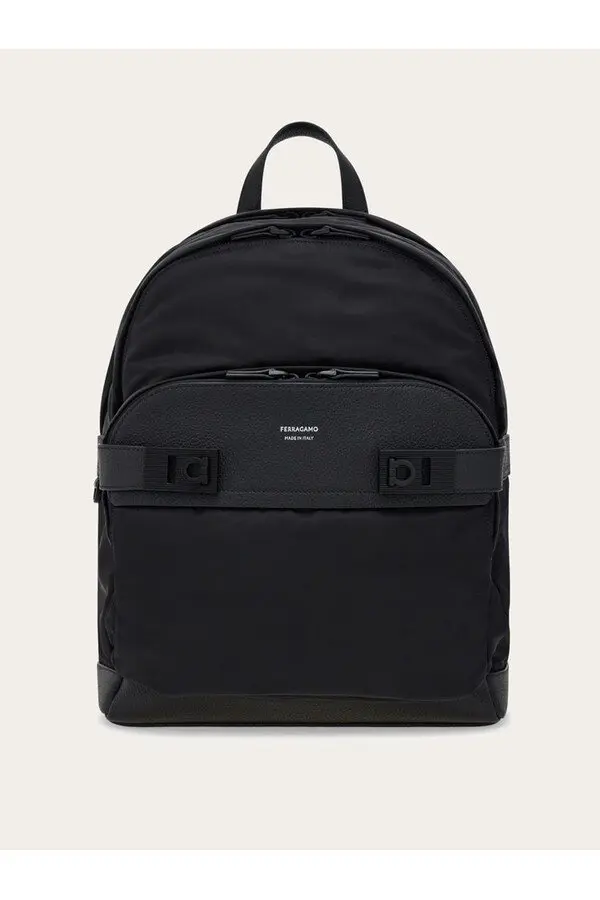FERRAGAMO Backpack With Gancini Buckles - Black