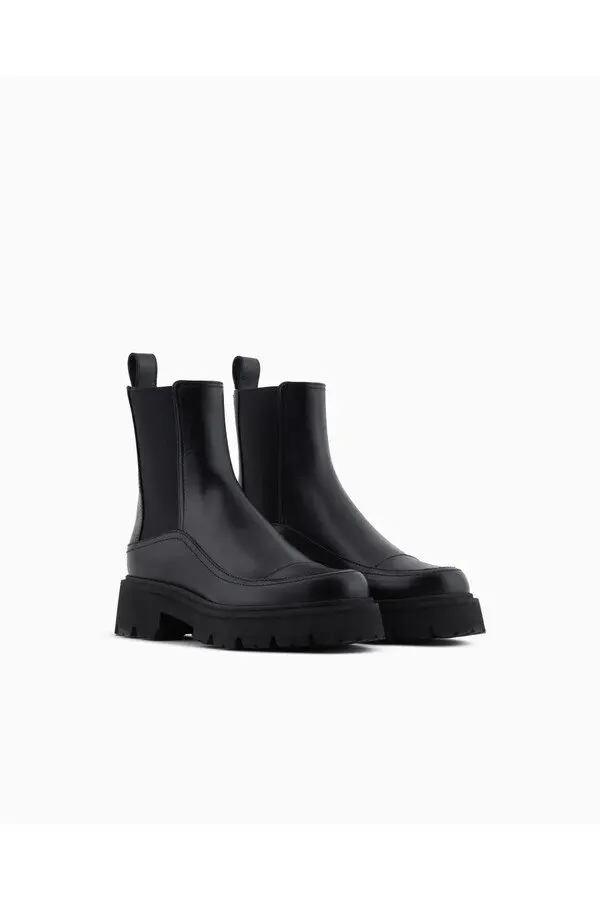 Emporio Armani Leather Beatle Boots