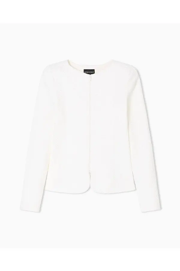 Emporio Armani Chevron Motif Zip-up Jacket - White