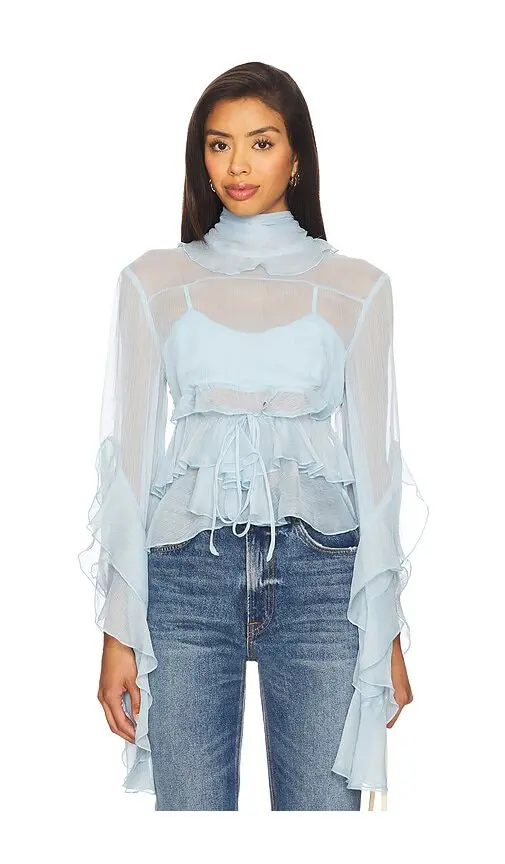 Bardot Anyssa Ruffle Blouse - Soft Blue