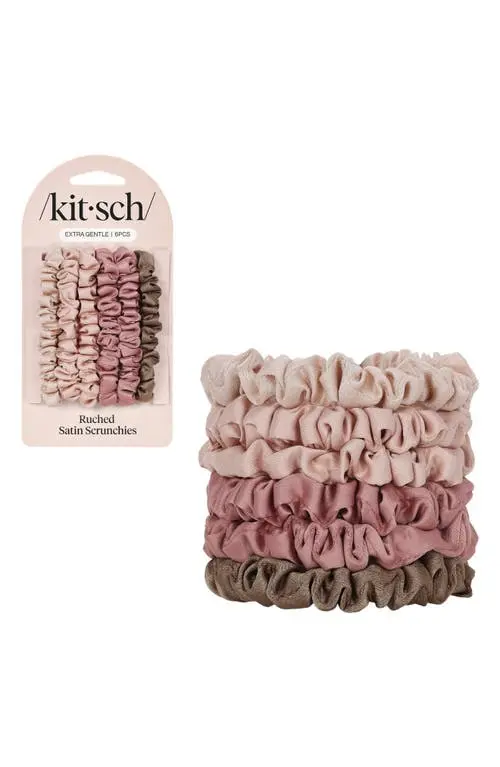 KITSCH Satin Ultra Petite 6-pack Scrunchies - Terraccota