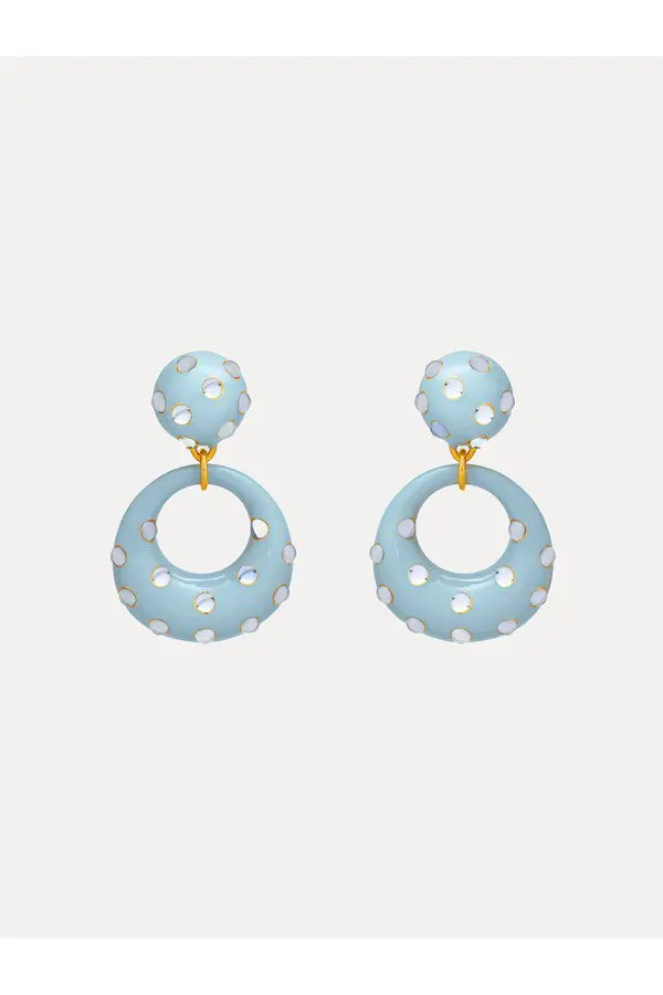 Oscar De La Renta Enamel Cabochon Hoop Clip-on Earrings - Natural