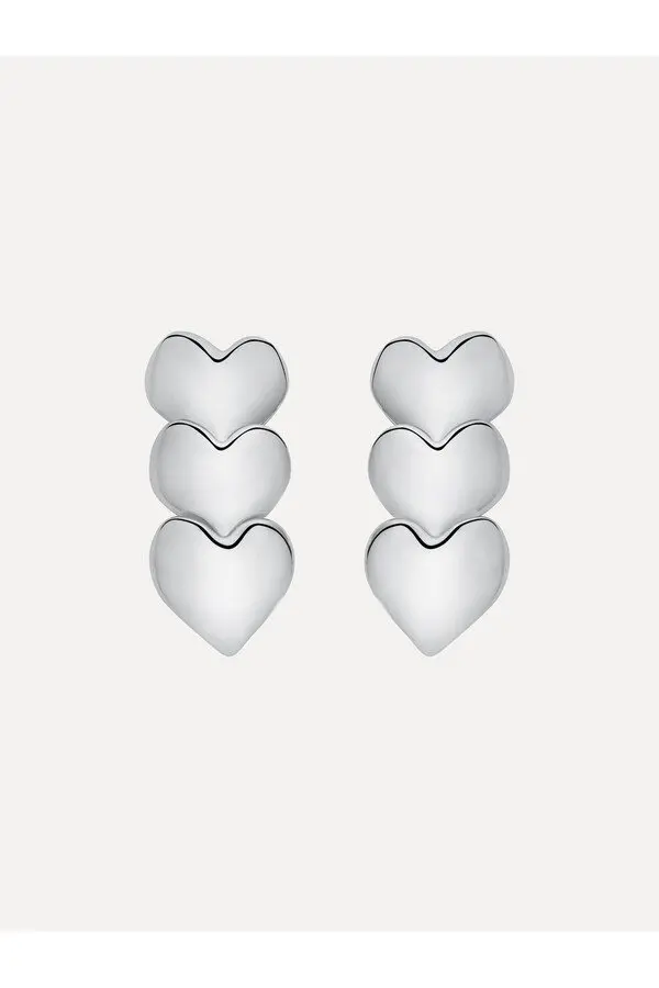 Oscar De La Renta Heart Drop Clip-on Earrings - Silver
