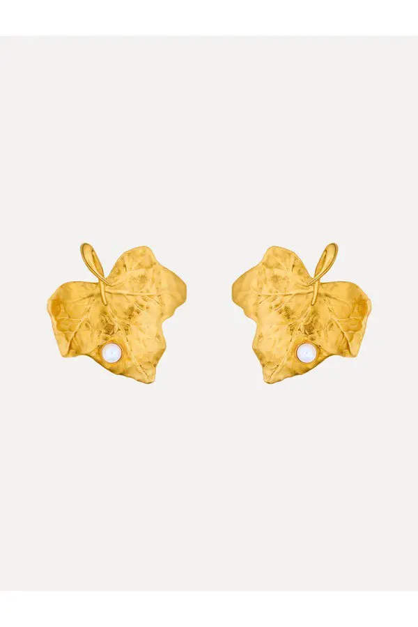 Oscar De La Renta Ivy Leaf Clip-on Earrings - Gold