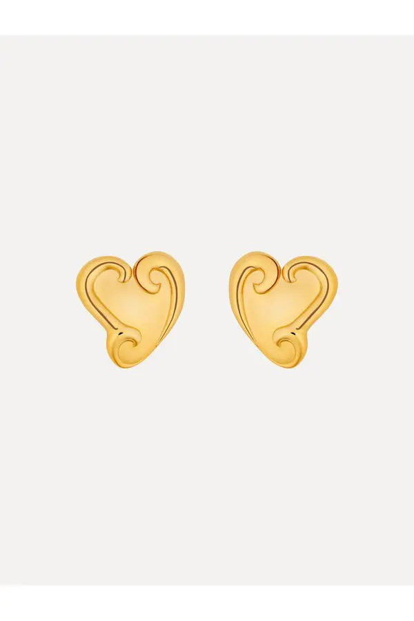 Oscar De La Renta Swirl Heart Clip-on Earrings - Gold