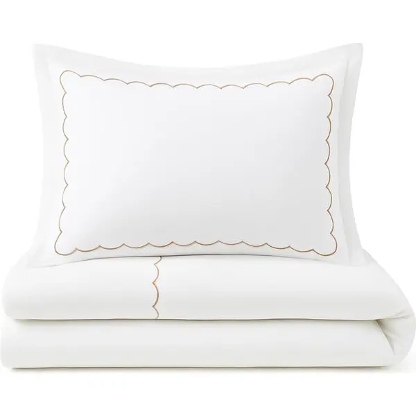 DOMANI HOME Scallop Hotel Duvet Cover - Taupe Embroidery
