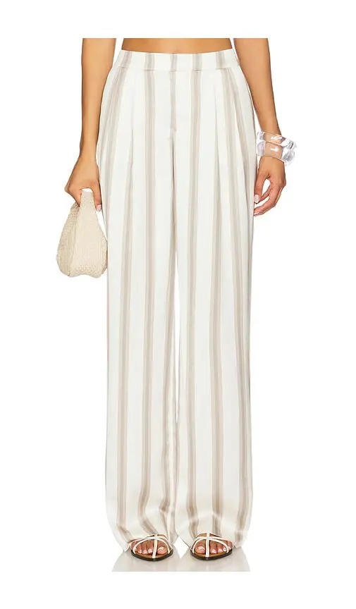 SEROYA Marlowe Satin Pant - Sand & Eggshell