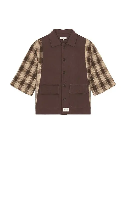 WISH ME LUCK Workers Plaid Top In Brown - Brown Plaid