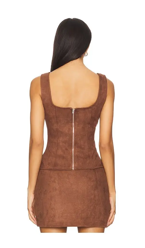 Superdown Patsie Faux Suede Top - Brown