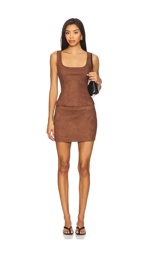 Superdown Patsie Faux Suede Top - Brown