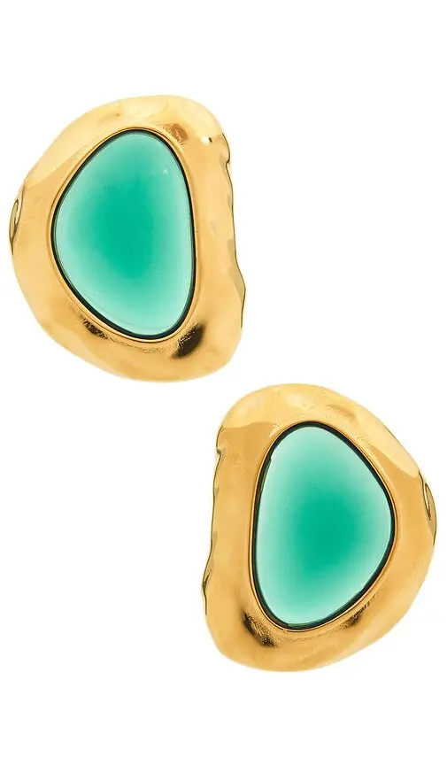 AMBER SCEATS Beckett Earrings - Gold & Emerald