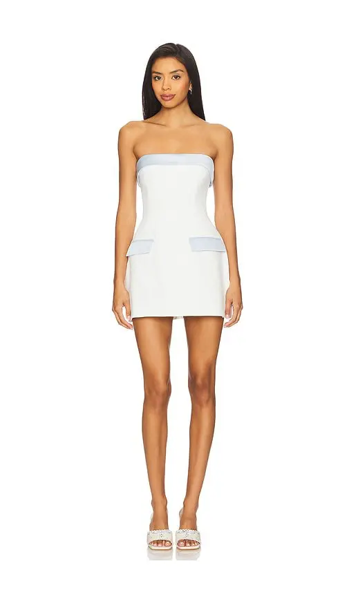 Amanda Uprichard Lucienne Skort Romper - Ivory & Powder Blue