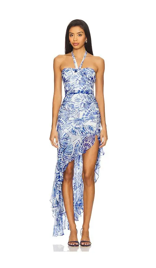 Amanda Uprichard Marabou Dress - Shell Print