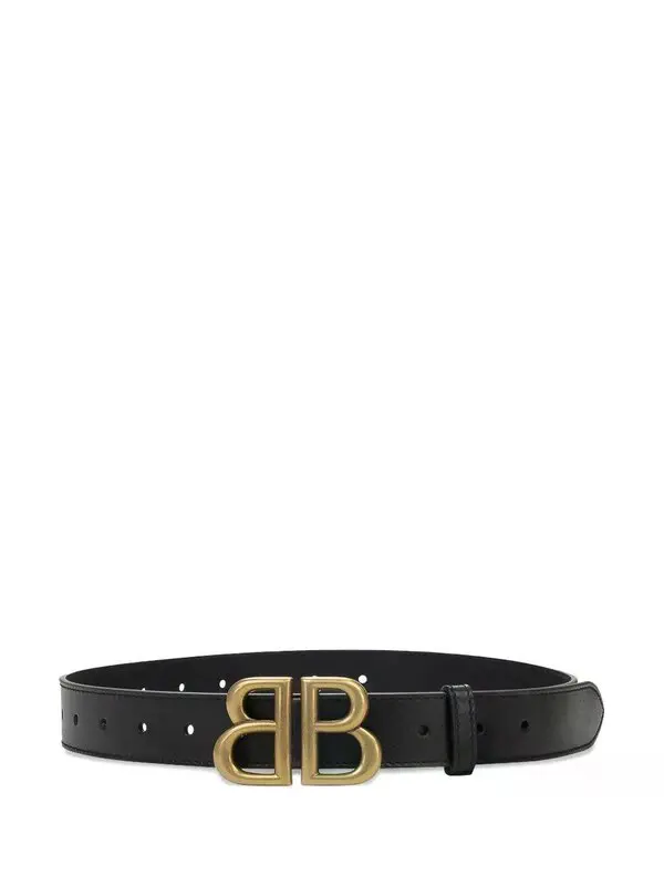 Balenciaga Bb Plaque Leather Belt - Black