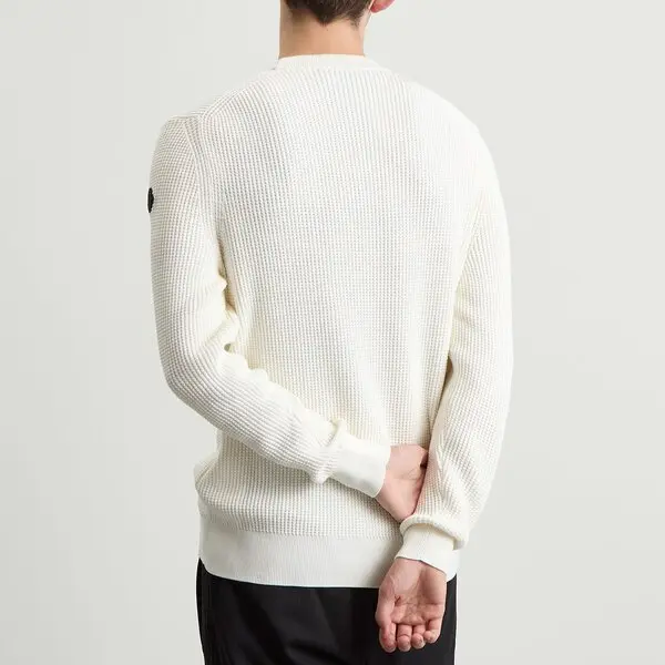 Moncler Cotton Woven Crew Neck Jumper - White