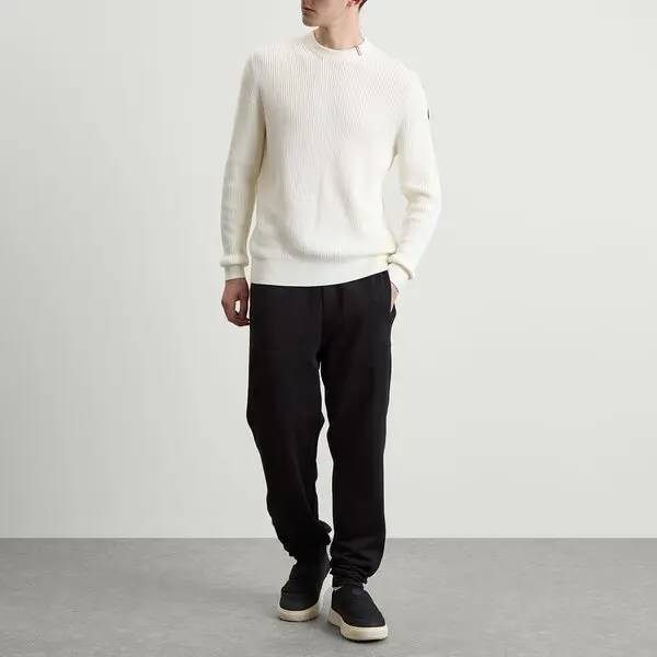 Moncler Cotton Woven Crew Neck Jumper - White