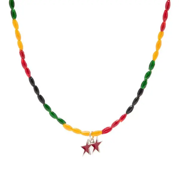 TWOJEYS Jamaican Beaded Necklace - Silver