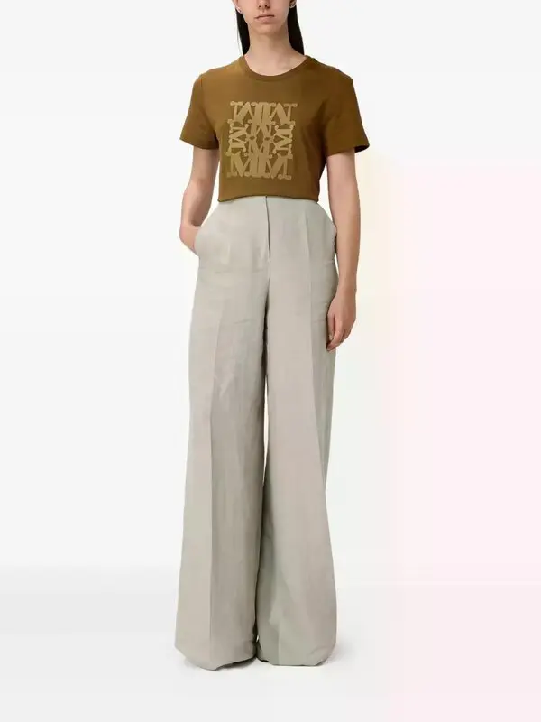 Max Mara Embroidered-motif T-shirt - Neutrals
