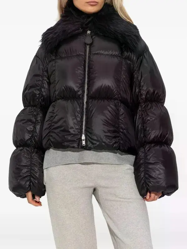 JIL SANDER Quilted Jacket With Removable Faux-fur Collar - Black