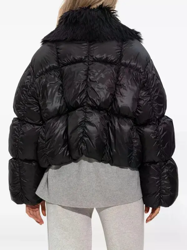 JIL SANDER Quilted Jacket With Removable Faux-fur Collar - Black