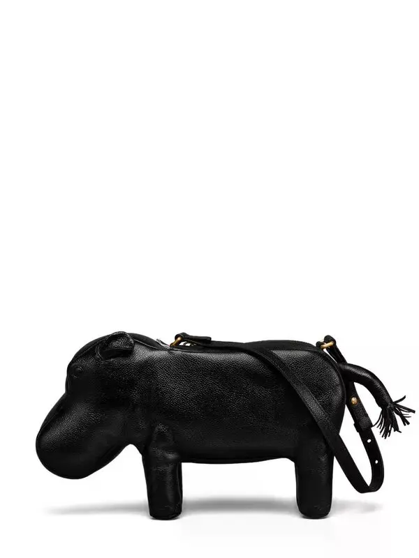 Thom Browne Hippo Bag In Pebble Grain Leather - Black