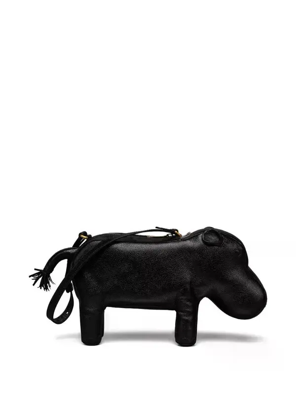 Thom Browne Hippo Bag In Pebble Grain Leather - Black