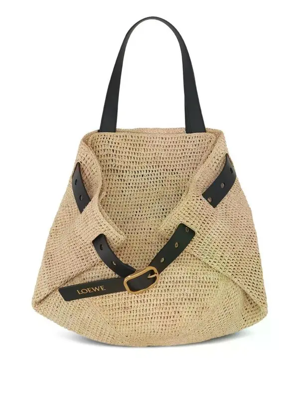 Loewe Medium Raffia Shoulder Bag - Neutrals